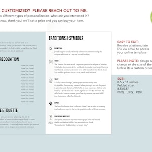 Jewish Ceremony Bat/bar Mitzvah Programs Modern, Editable Jewish Bar ...