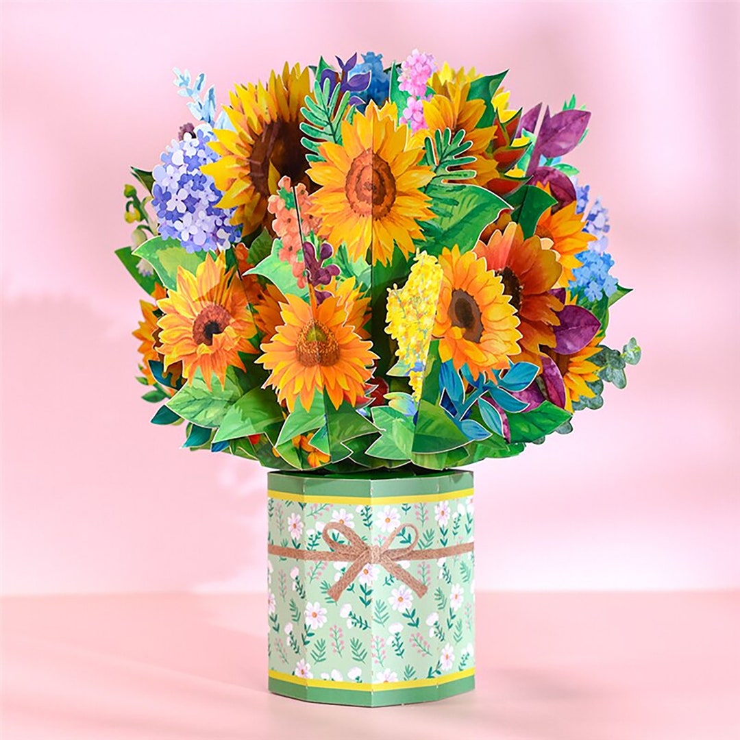 10 Pack 3D Flower Bouquet Pop up Card Home Decoration for Mothers Day ...