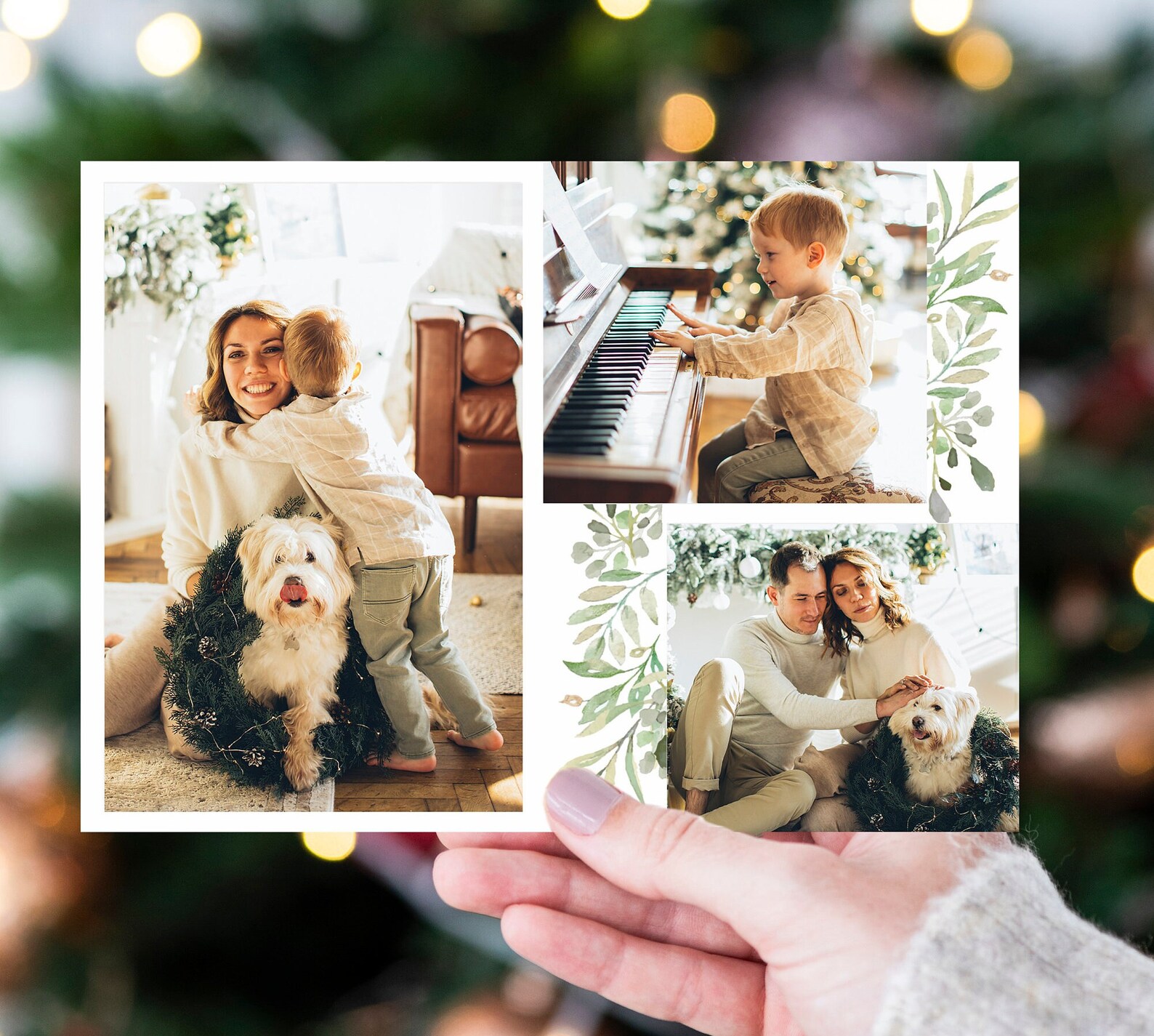 Photo Collage Christmas Card Template, Holiday Photo Card, Christmas ...