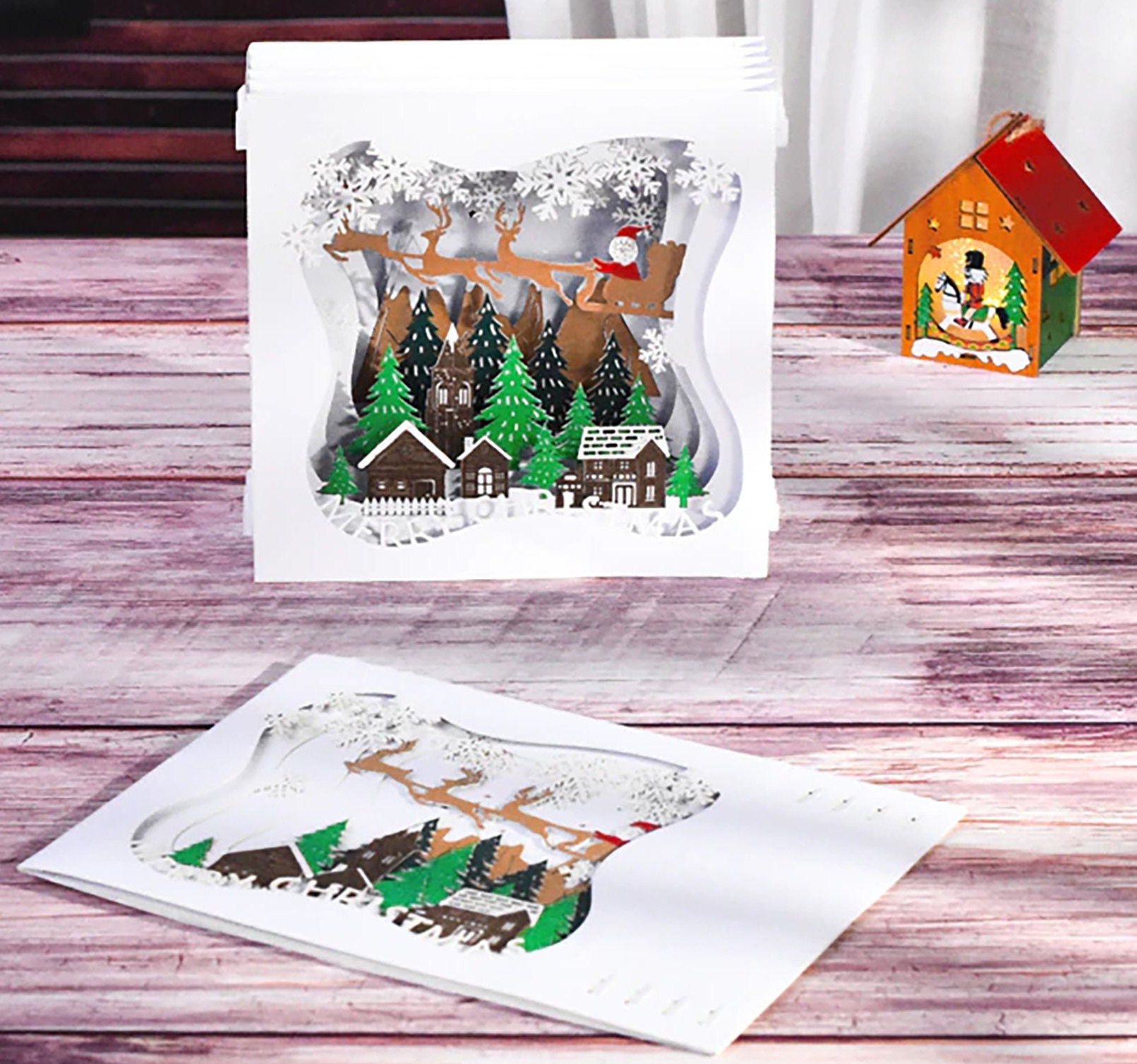 10 Pack 3d Christmas Card Holiday Pop-up New Year Cards Merry Xmas ...
