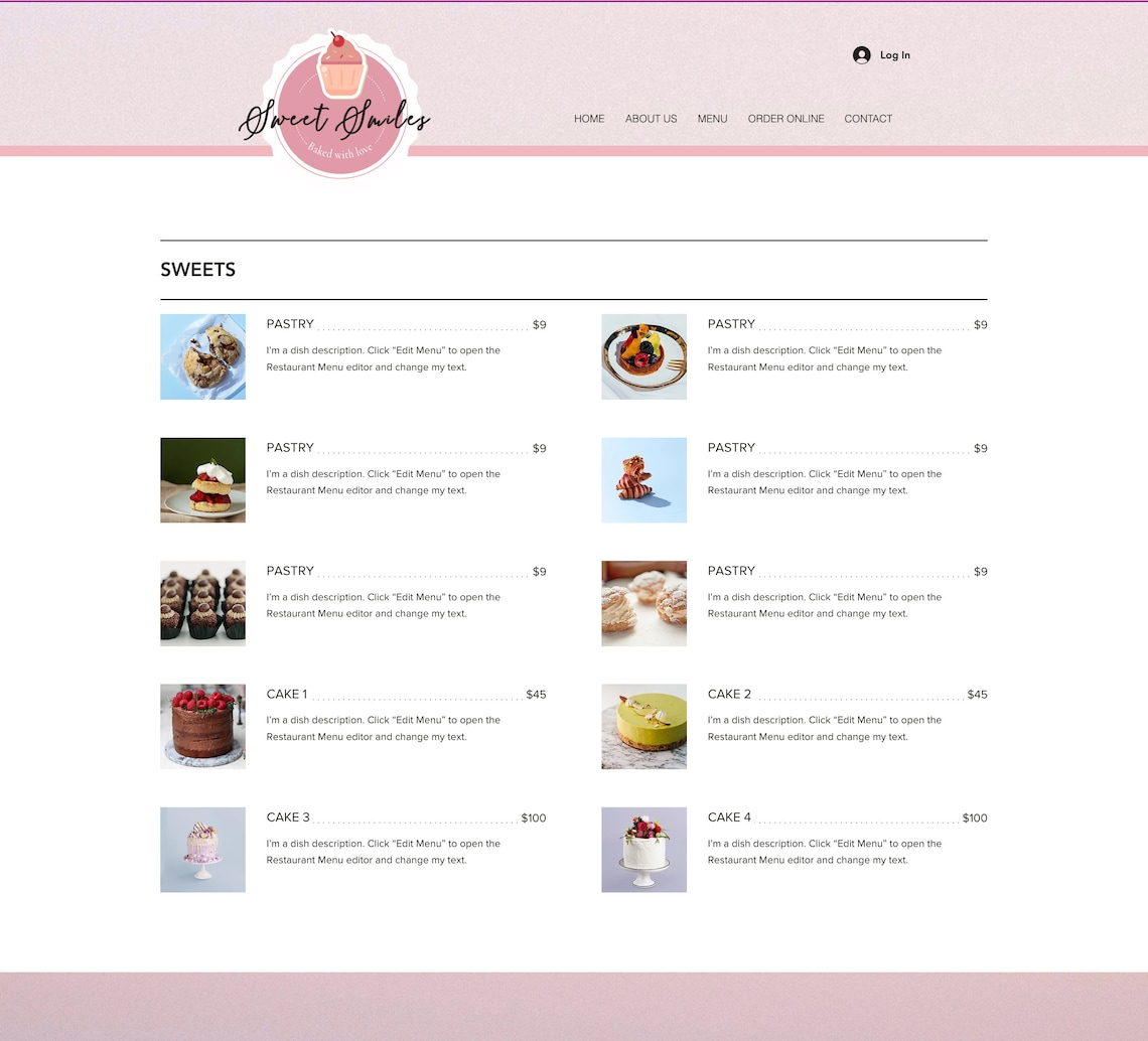 Pre-made Wix Website Cake Website Design, Pastry Shop Website Design ...