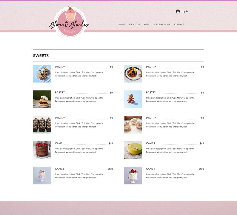 Pre-made Wix Website | Cake Website Design, Pastry Shop Website Design ...