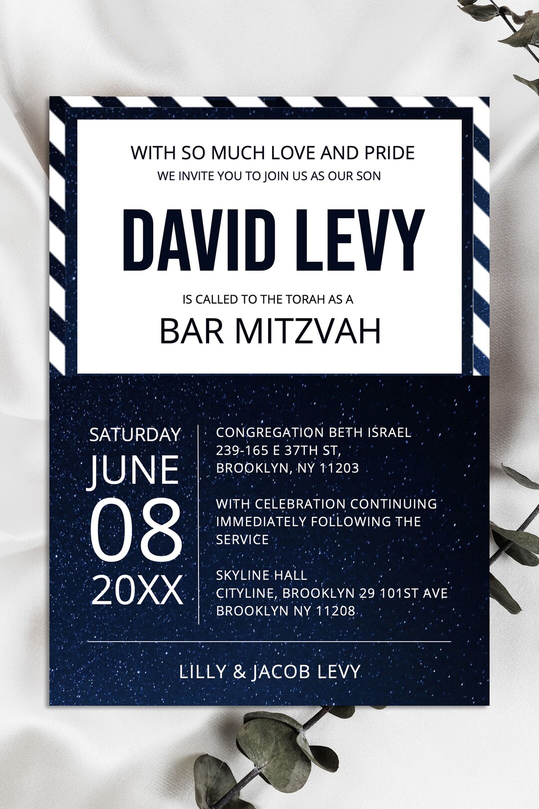 Bar Mitzvah Starry Night Invitation INSTANT DOWNLOAD Printable ...