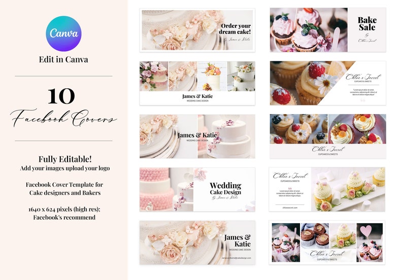 Facebook Cover Template Baking and Sweets Cakes Cupcakes - Etsy