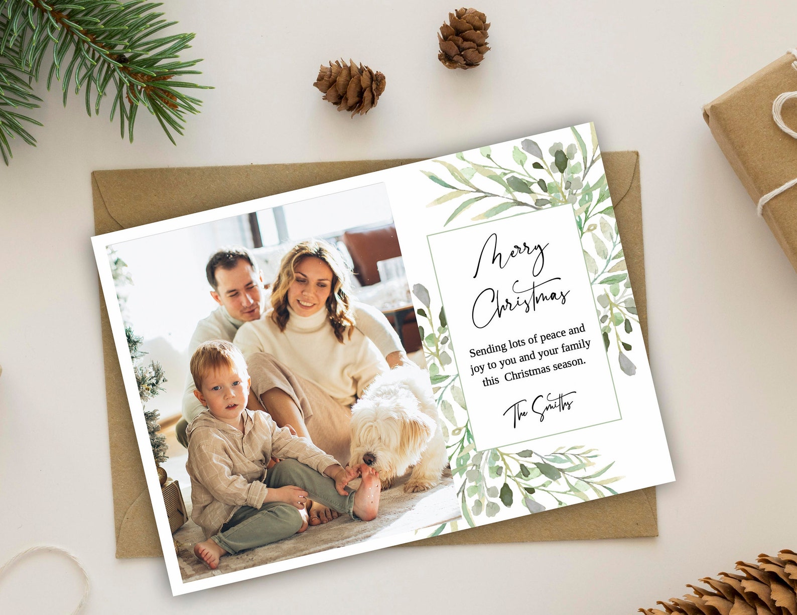 Photo Collage Christmas Card Template, Holiday Photo Card, Christmas ...