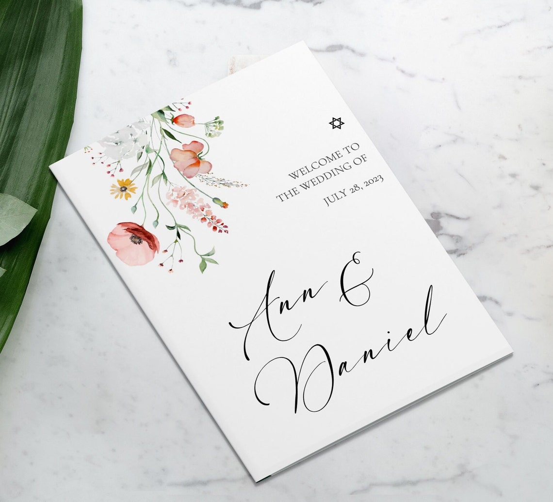 Jewish Wedding Program Infographic, Bifold Program, Editable Ceremony ...