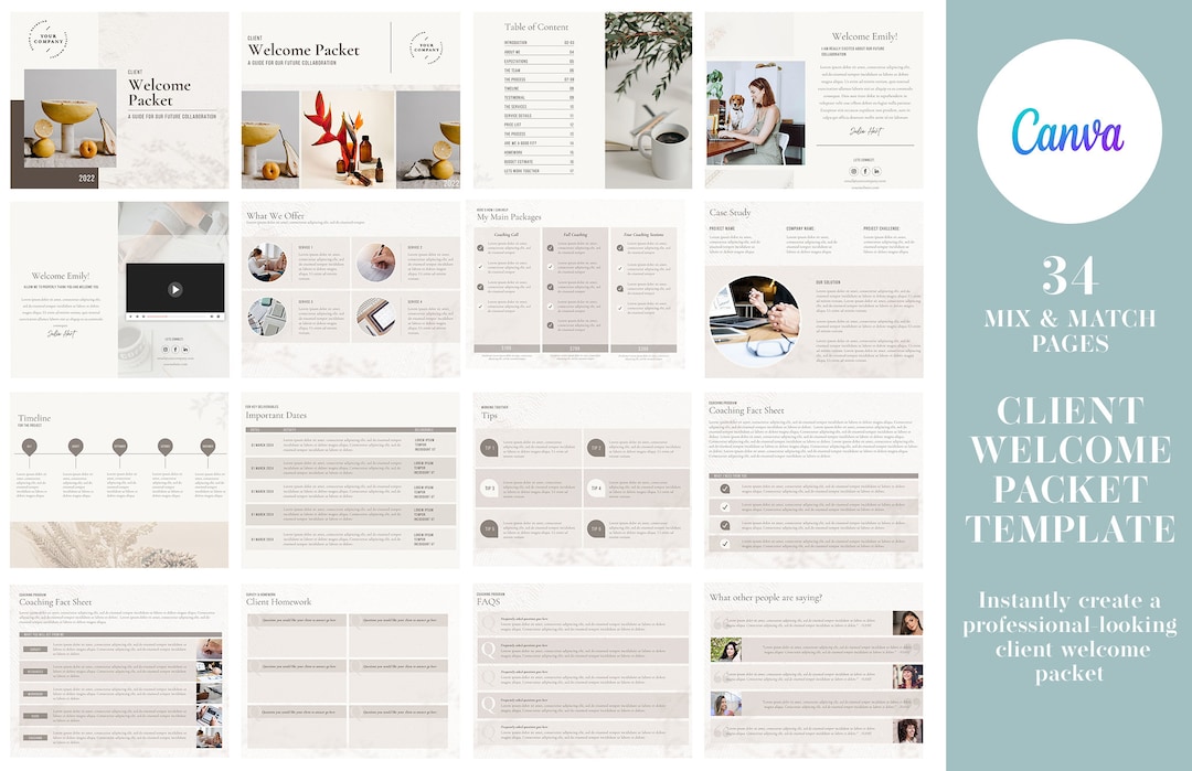 Coaching Client Welcome Packet | Onboarding Canva Template | Coaching Onboarding | Business ...