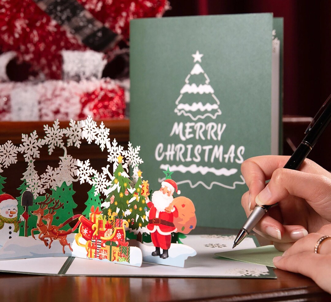 10 Pack 3D Merry Christmas Card Pop up Greeting Cards Xmas Gifts, Santa ...