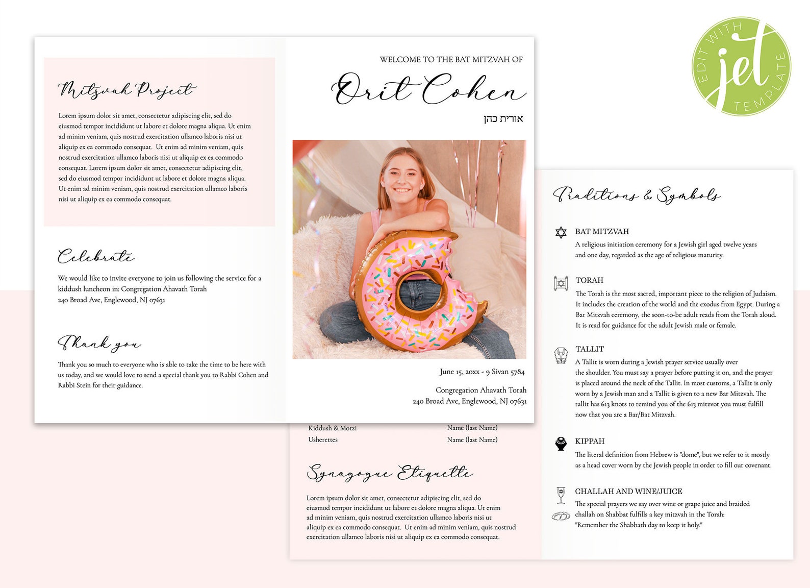 Editable Jewish Bar/bat Mitzvah Template, Jewish Ceremony Bat/bar ...