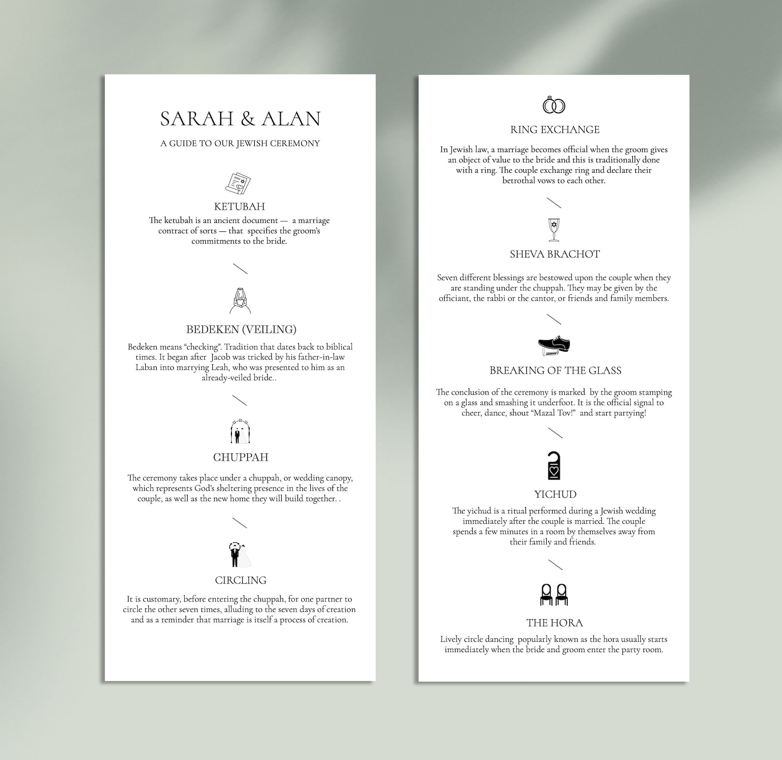 Jewish Minimal Wedding Program Template, Jewish Explanation, Judaica ...