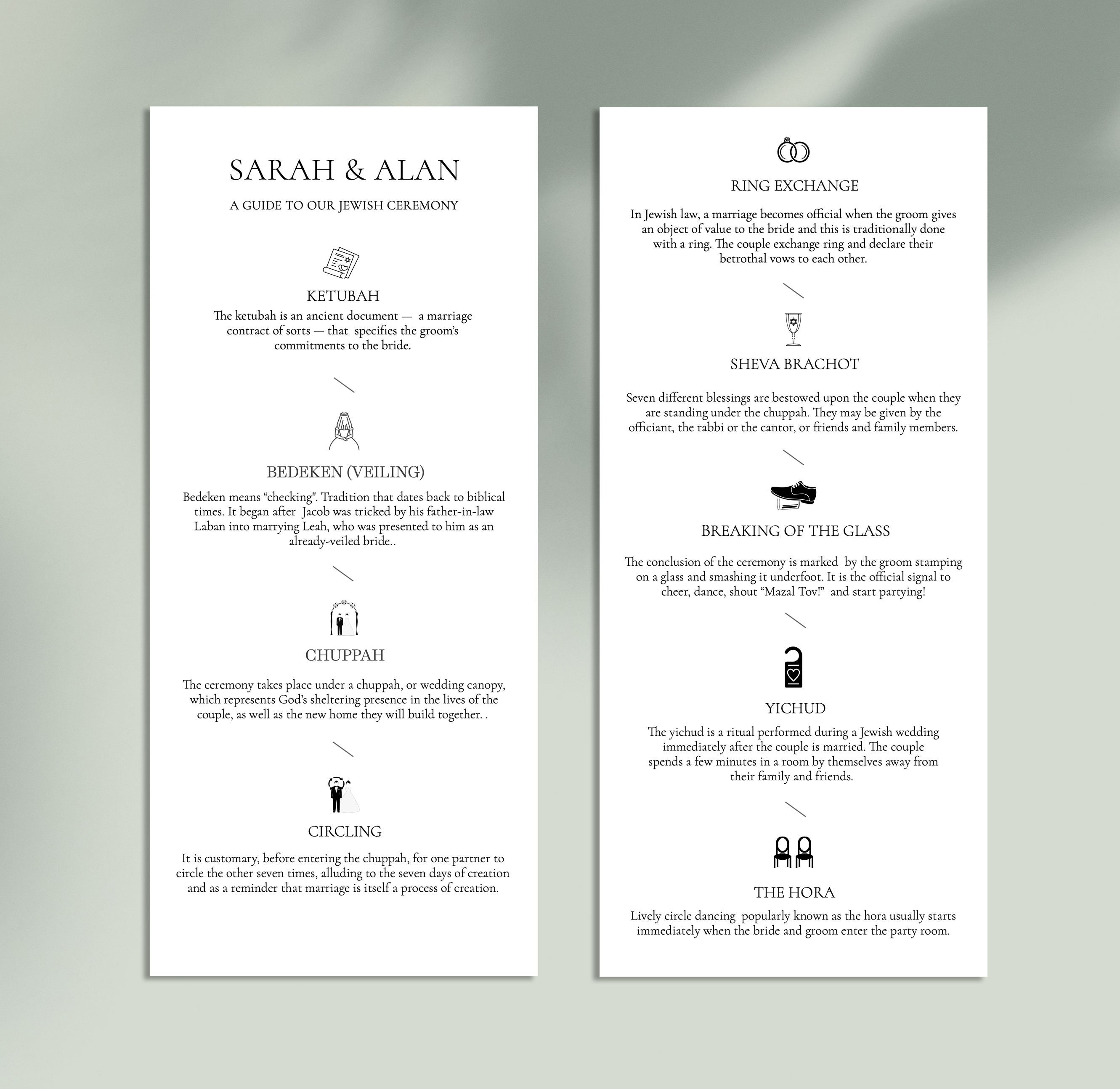 Jewish Minimal Wedding Program Template, Jewish Explanation, Judaica ...