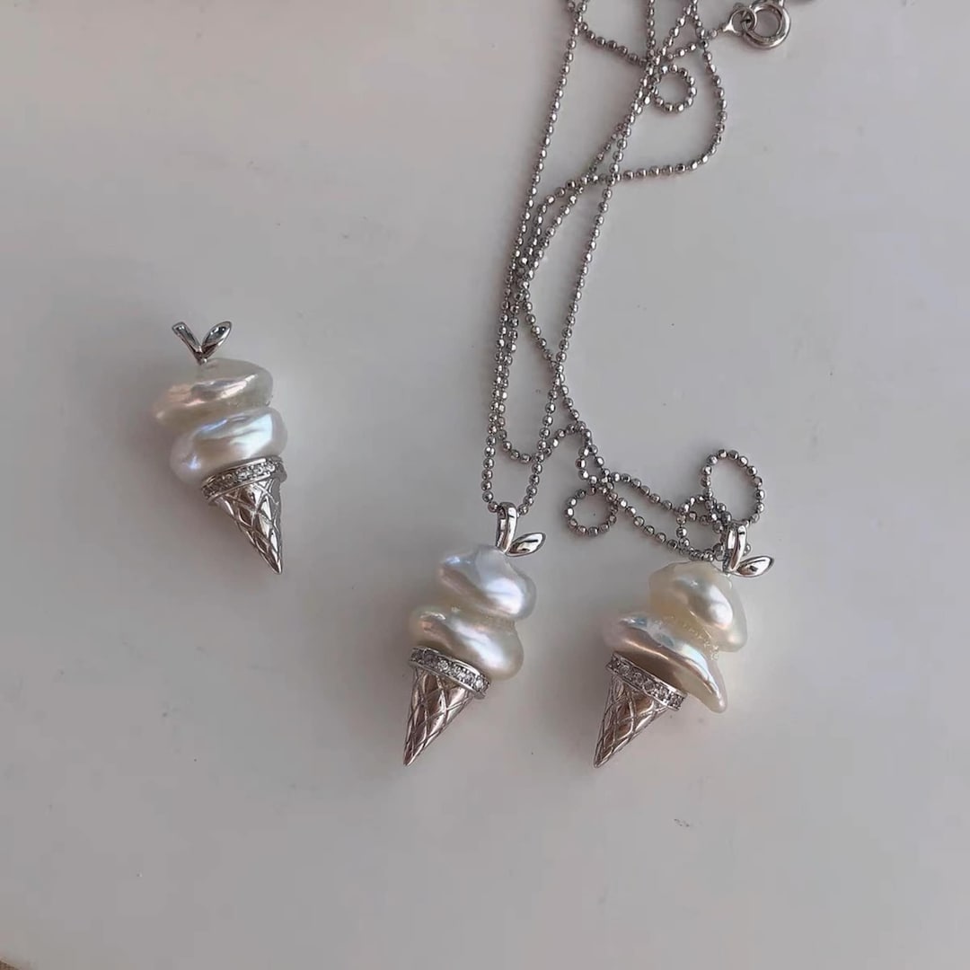 Sterling Silver Ice Cream Pendant, Ice Cream Necklace, Food Necklace ...