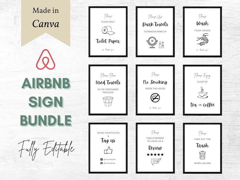 Airbnb Sign Bundle, Airbnb Posters, Airbnb Signs, Airbnb Templates ...
