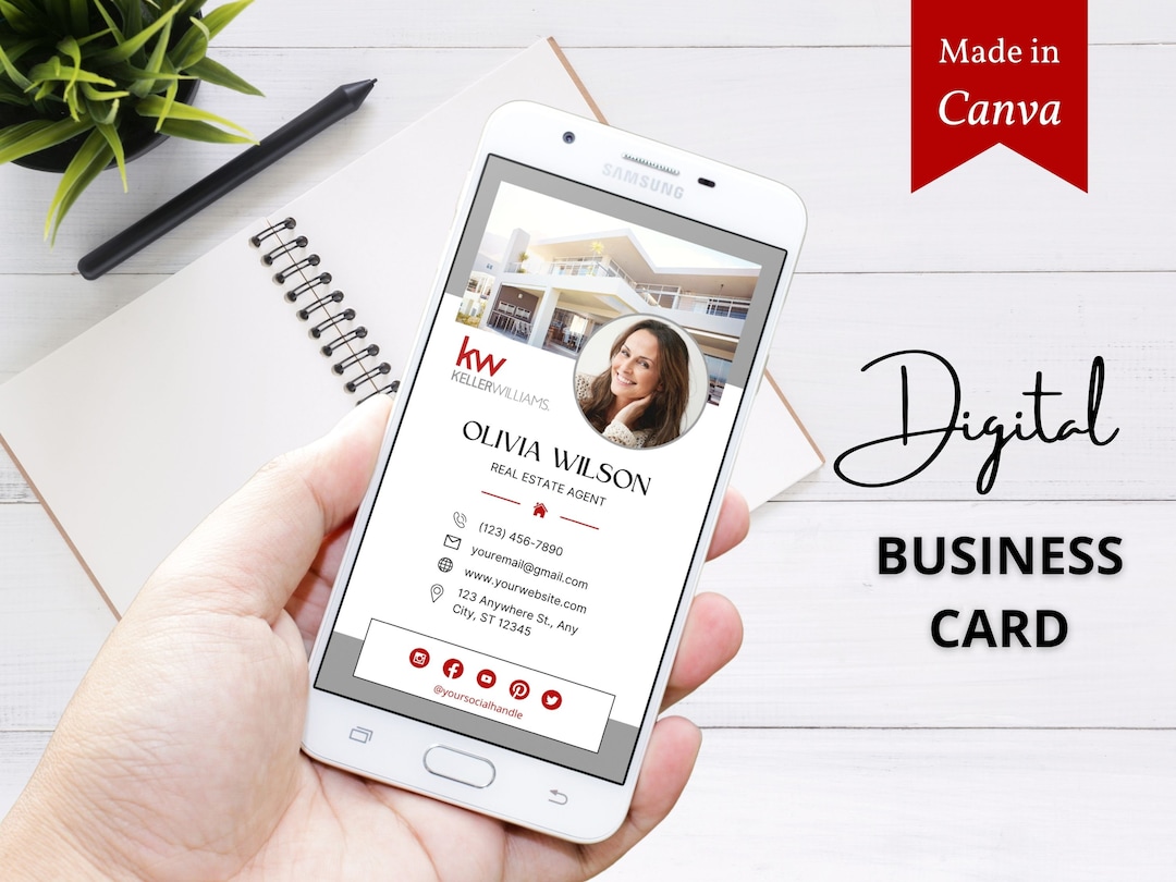 Digital Business Card Template, Real Estate Business Card, Realtor ...