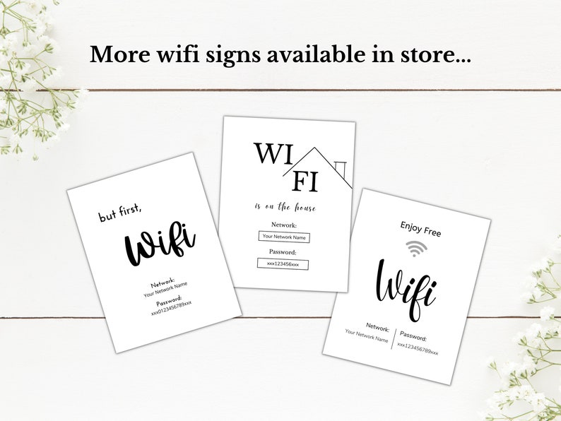 Wifi Password Sign, Printable Wifi Sign, Wifi Sign Template, Minimalist ...
