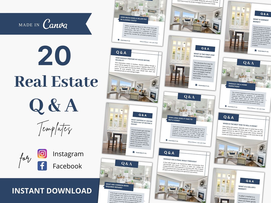 20 Real Estate Q & A Social Media Posts, Real Estate Q / A Instagram ...