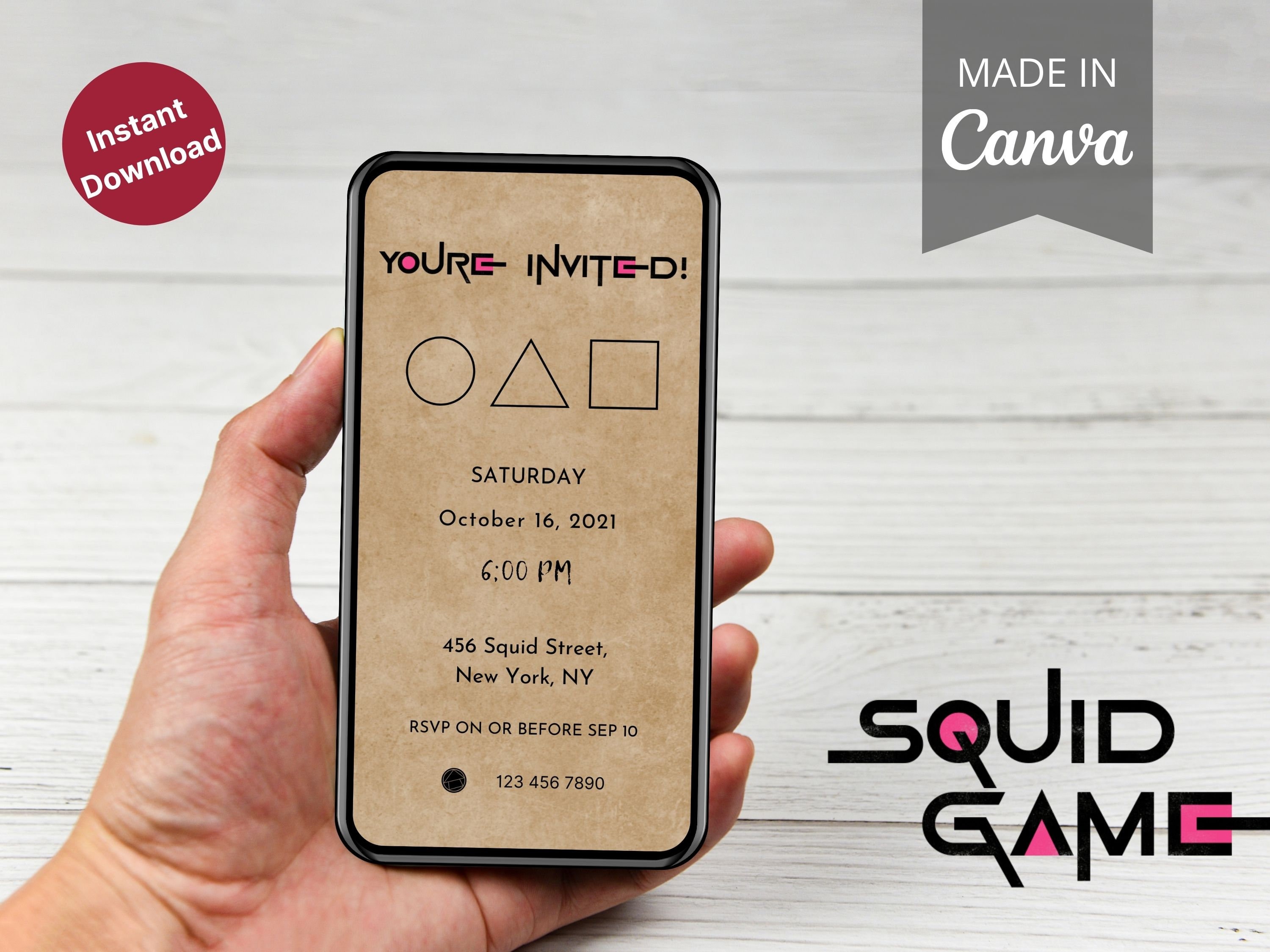 Squid Game Invitation Digital Download Editable Squid Game - Etsy