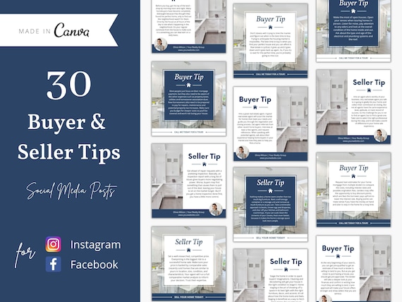 30 Buyer and Seller Tips Realtor Social Media Posts Buyer - Etsy