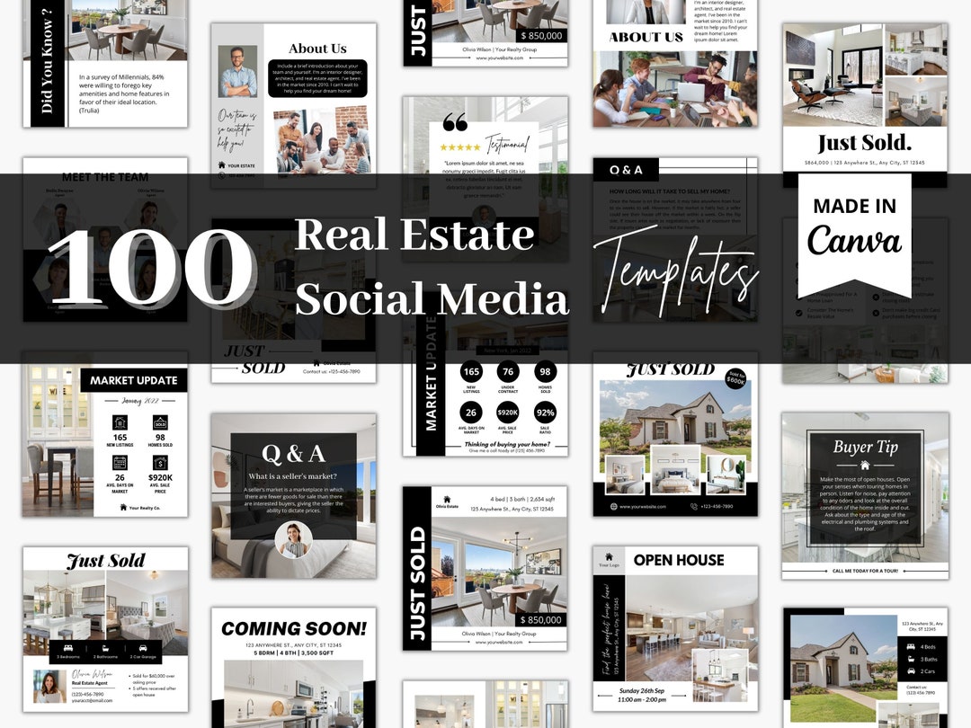 100 Real Estate Instagram Posts Bundle Real Estate Social - Etsy