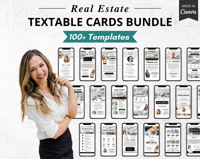 Real Estate Textable Bundle, Textable Real Estate Card Bundle, Real ...