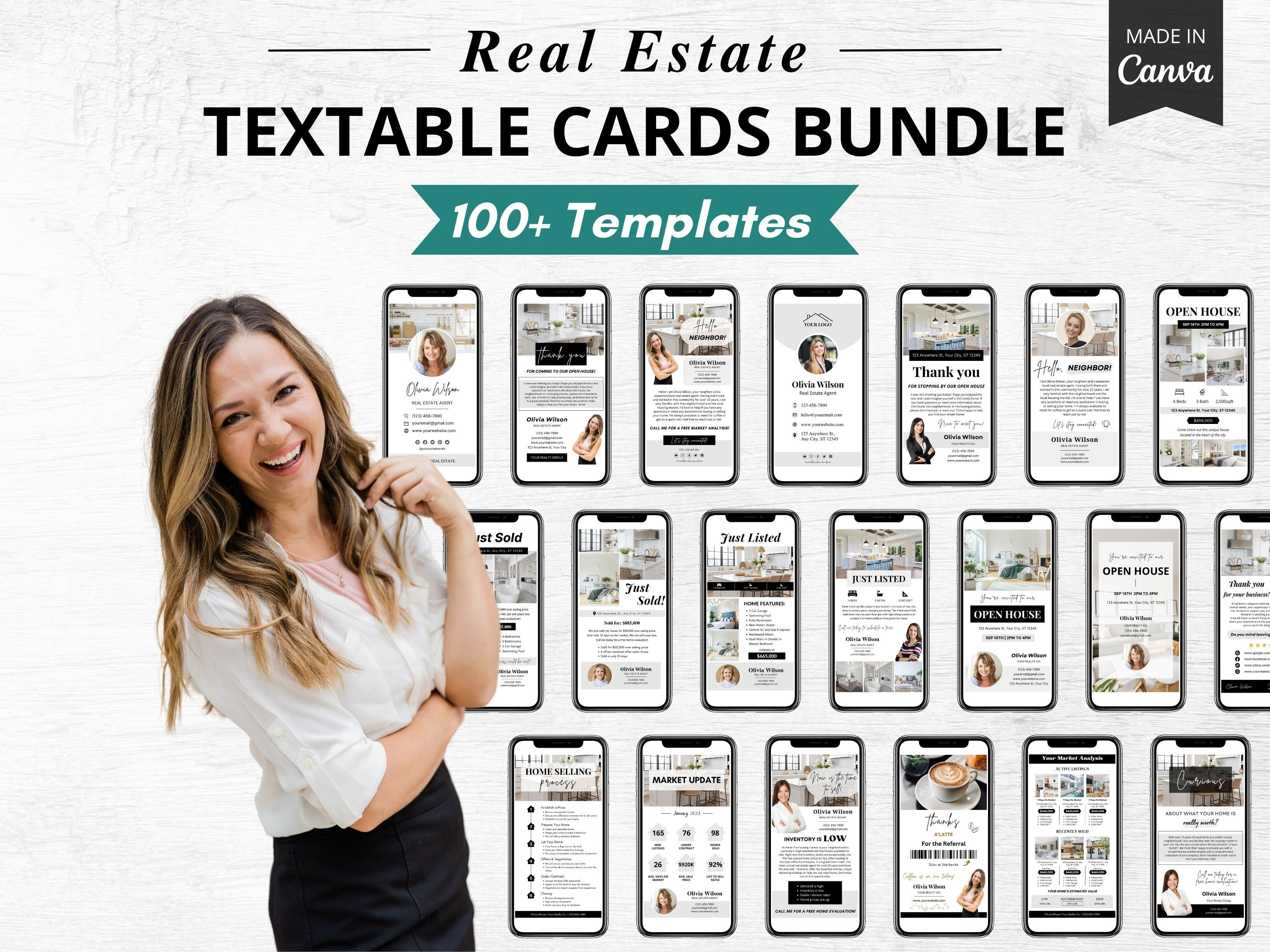 Real Estate Textable Bundle, Textable Real Estate Card Bundle, Real ...