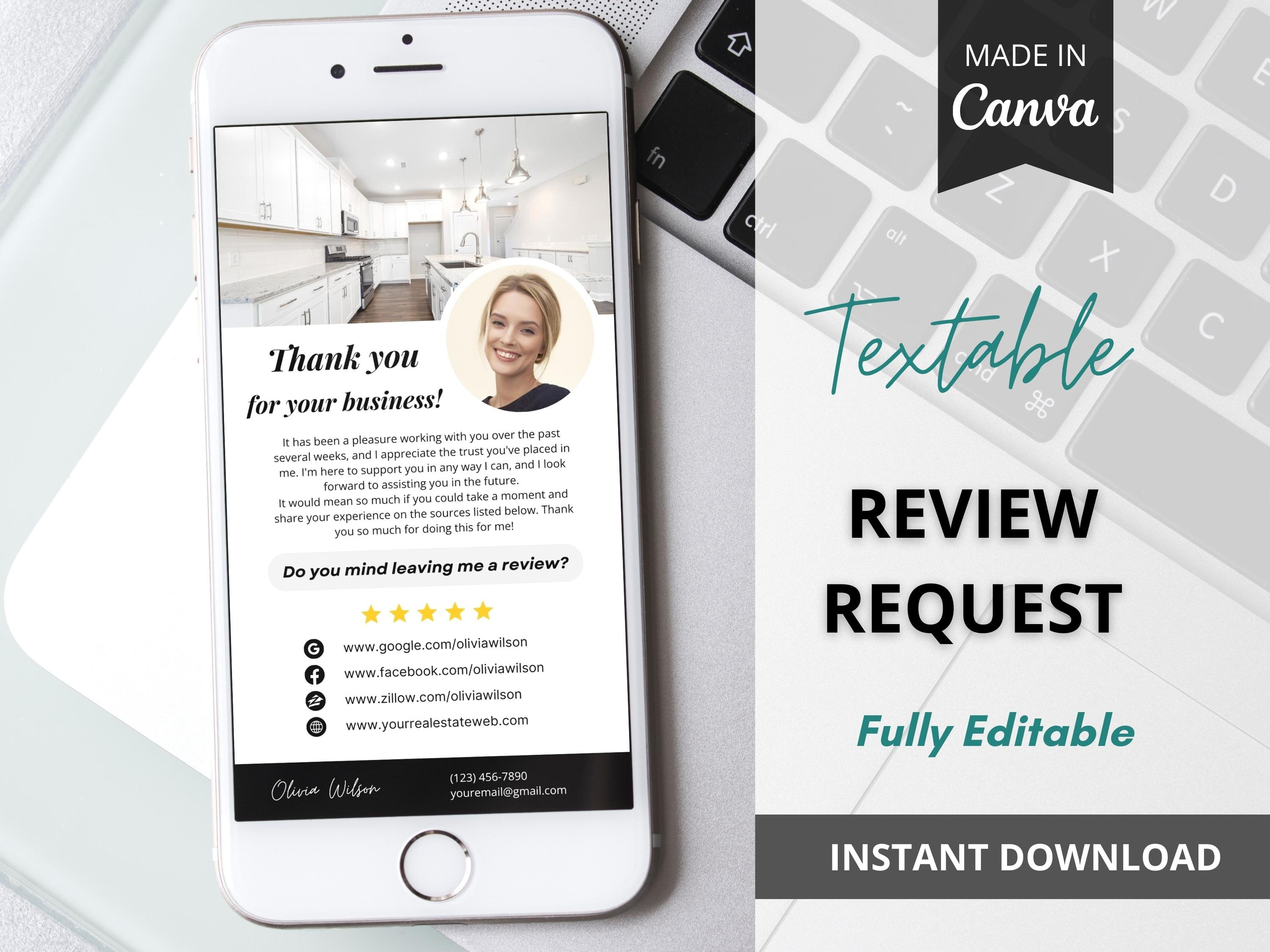 Textable Review Request Review Request Textable Card Real - Etsy