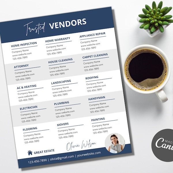 Preferred Vendor List Template - Etsy