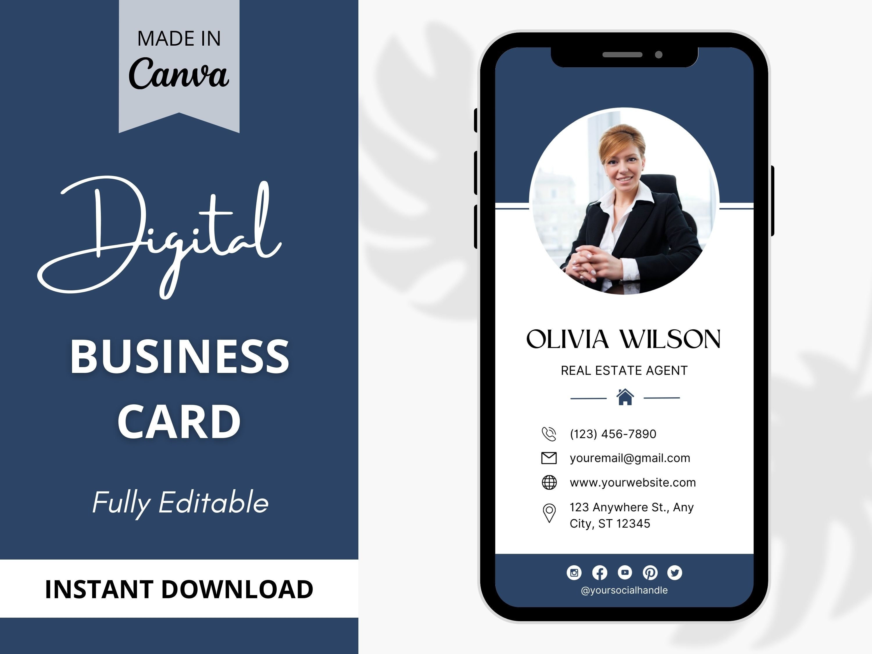 Digital Business Card Template, Digital Business Card Real Estate, Real ...