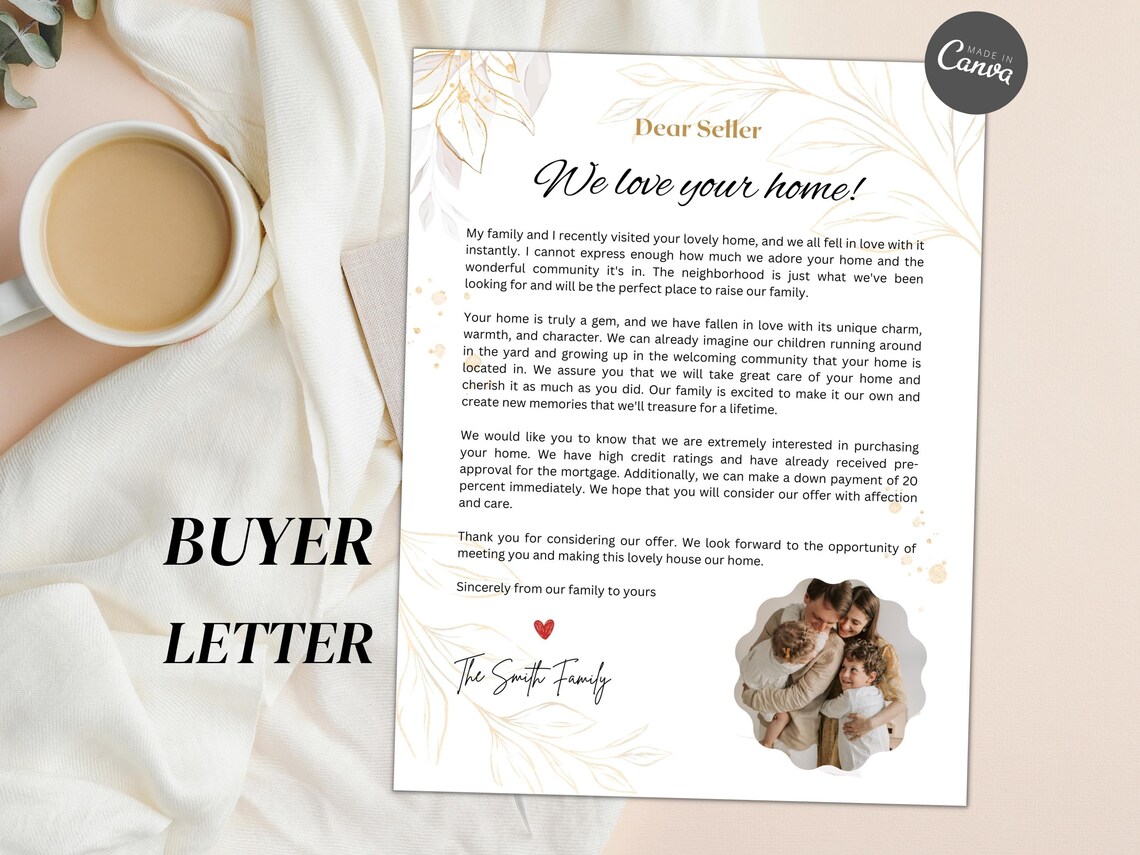 Home Offer Letter Template, Buyer Letter to Seller, Buyer Offer Letter ...