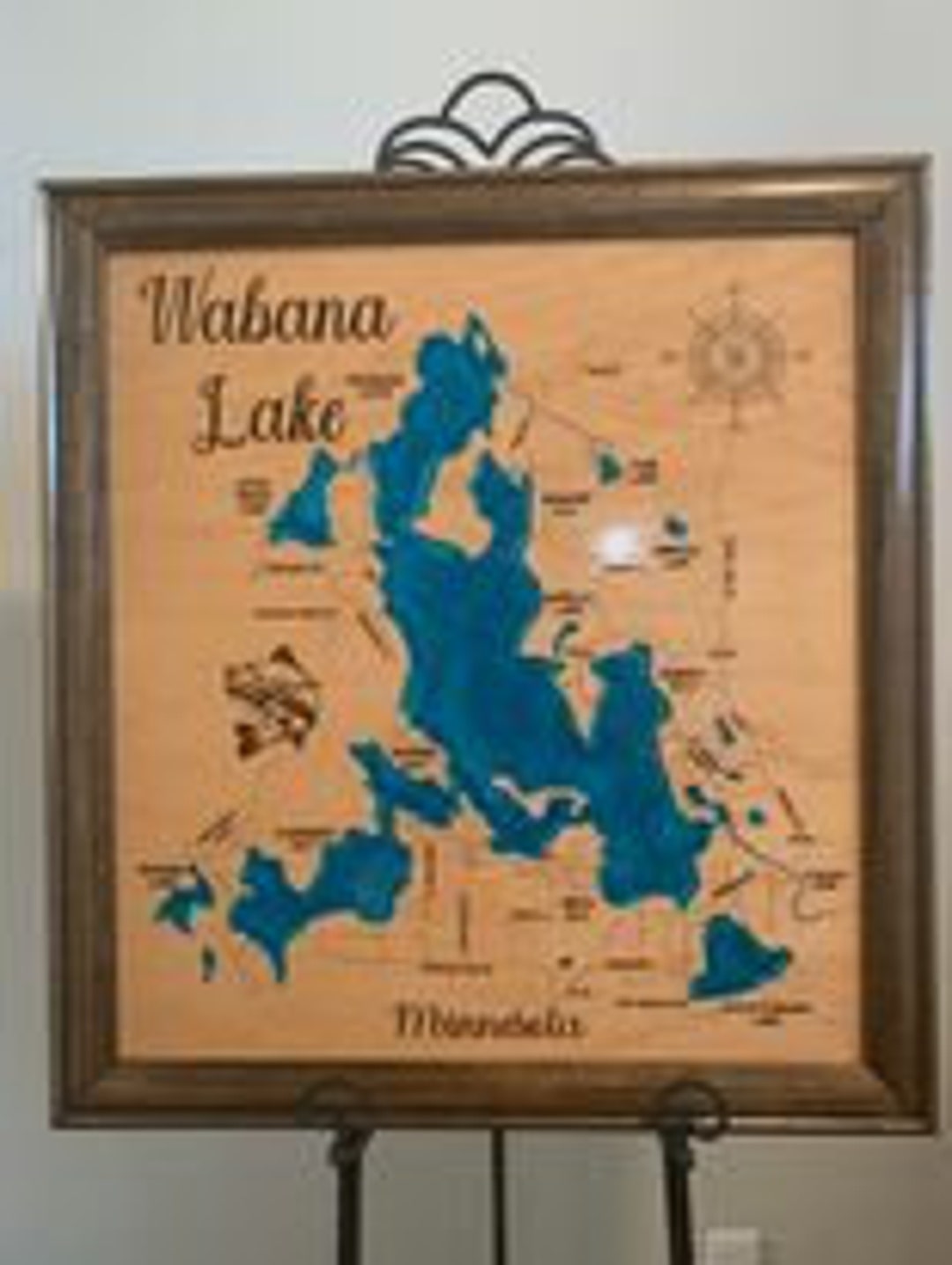 Wood Lake Map, Wabana Lake Minnesota, Any Lake, Lake House Decor, Wall ...