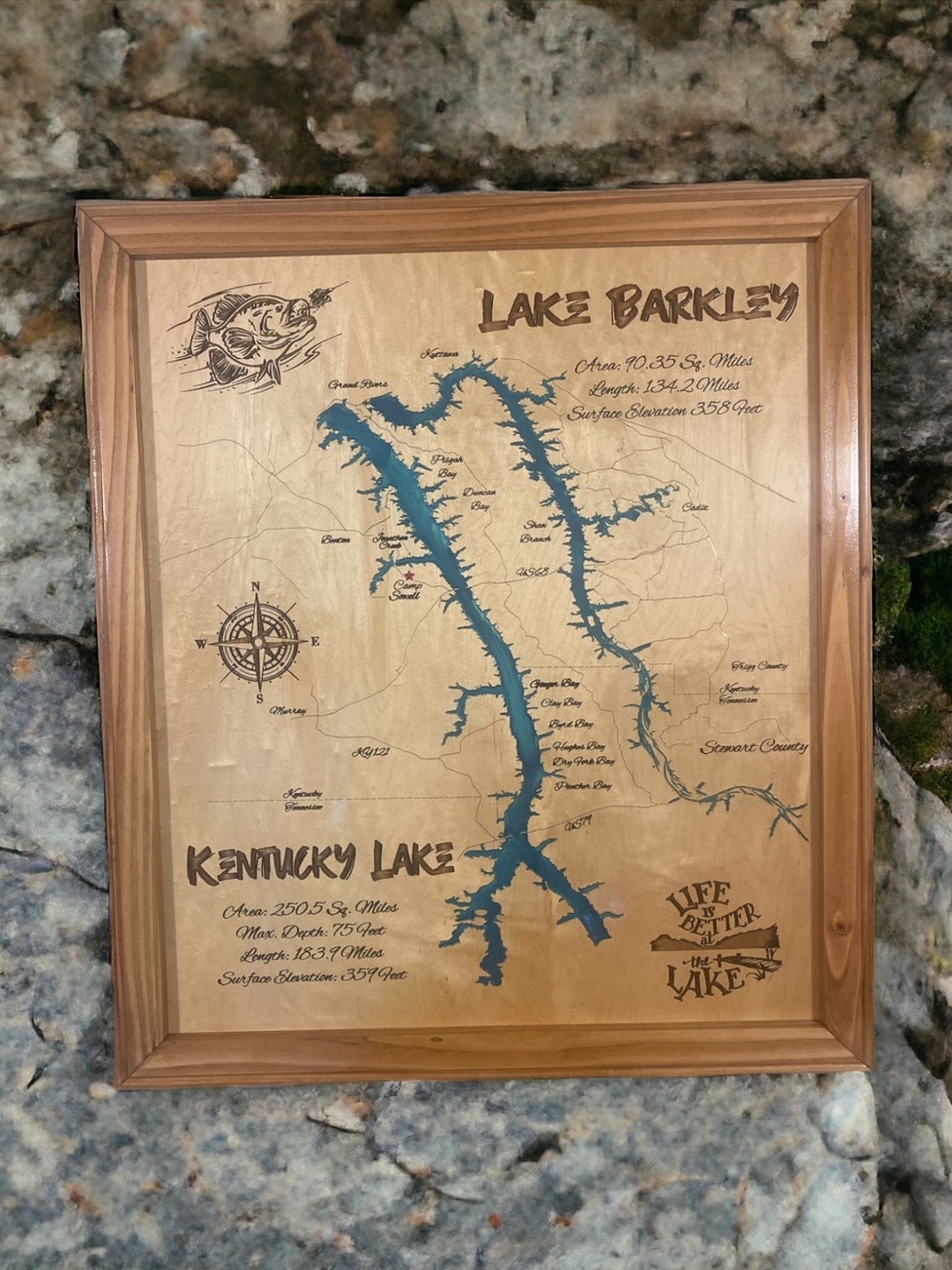 Wood Lake Map, Kentucky Lake, Lake Barkley, Any Lake, Lake House Decor ...