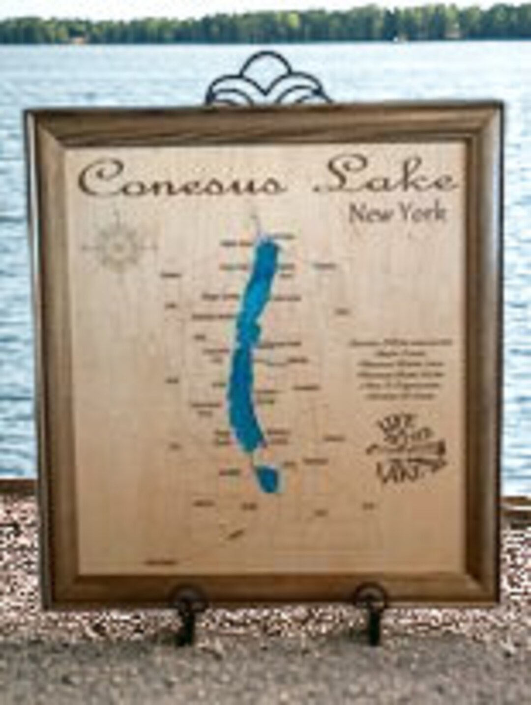 Wood Lake Map, Conesus Lake New York, Any Lake, Lake House Decor, Wall ...