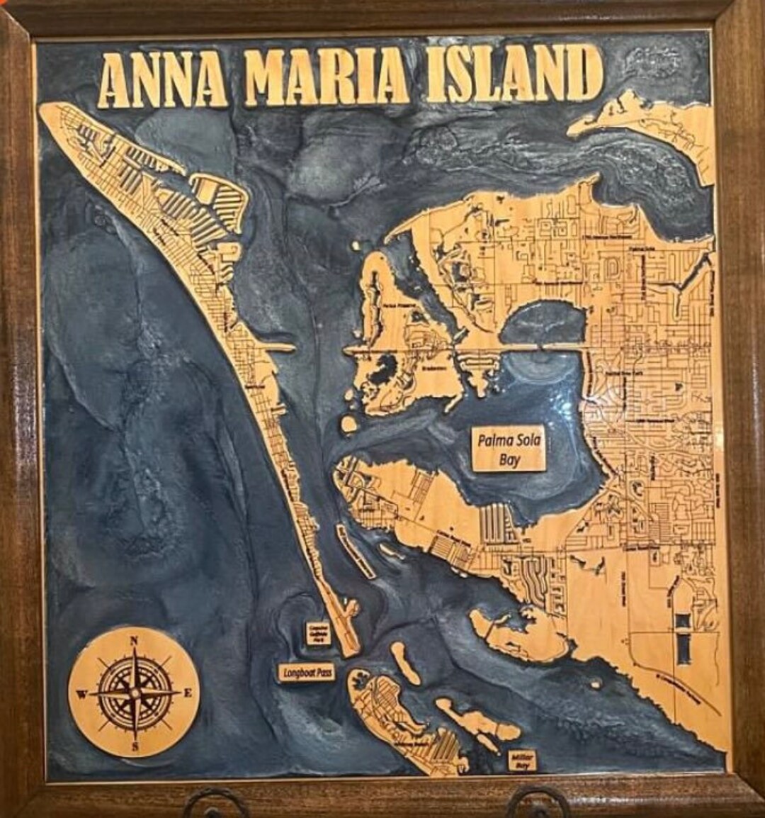 Wood Lake Map Anna Marie Island Florida, Any Lake, Lake House Decor ...