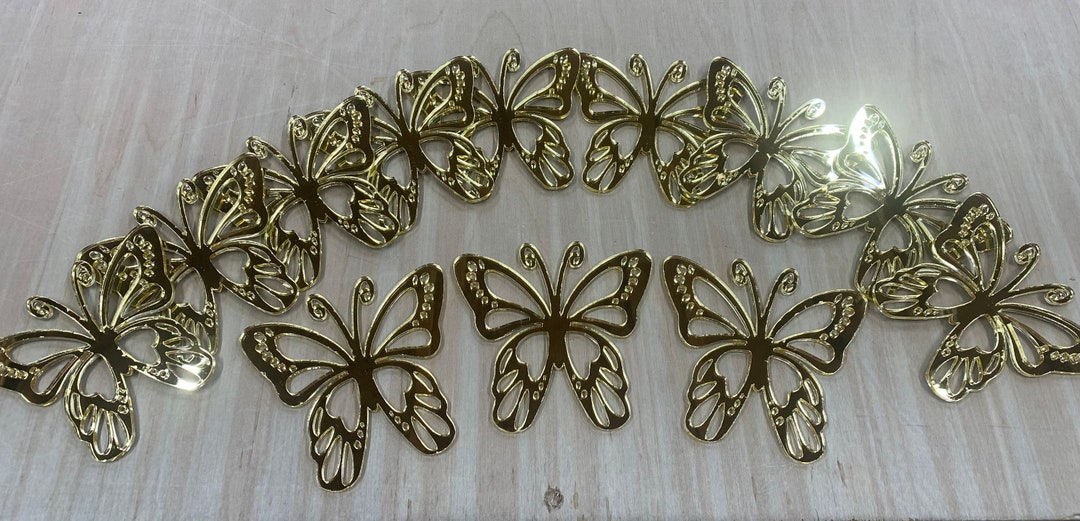 Set of 12 Gold Mirror Acrylic Butterfly Charger Insert - Etsy