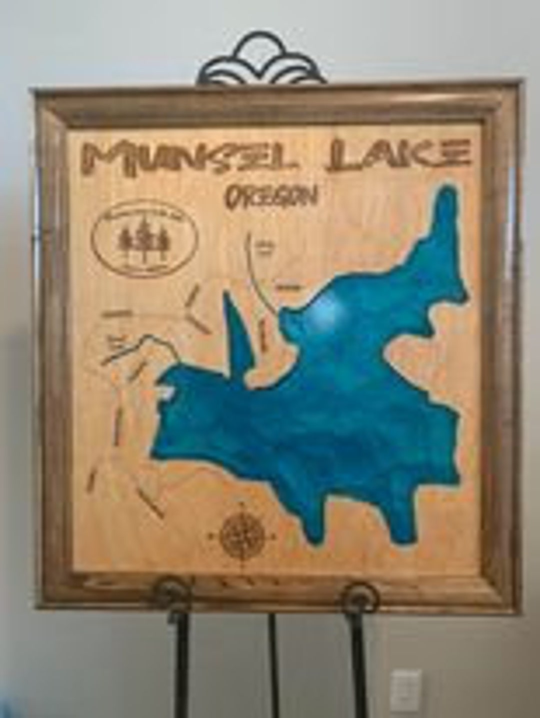 Wood Lake Map, Munsel Lake Oregon, Any Lake, Lake House Decor, Wall Art ...
