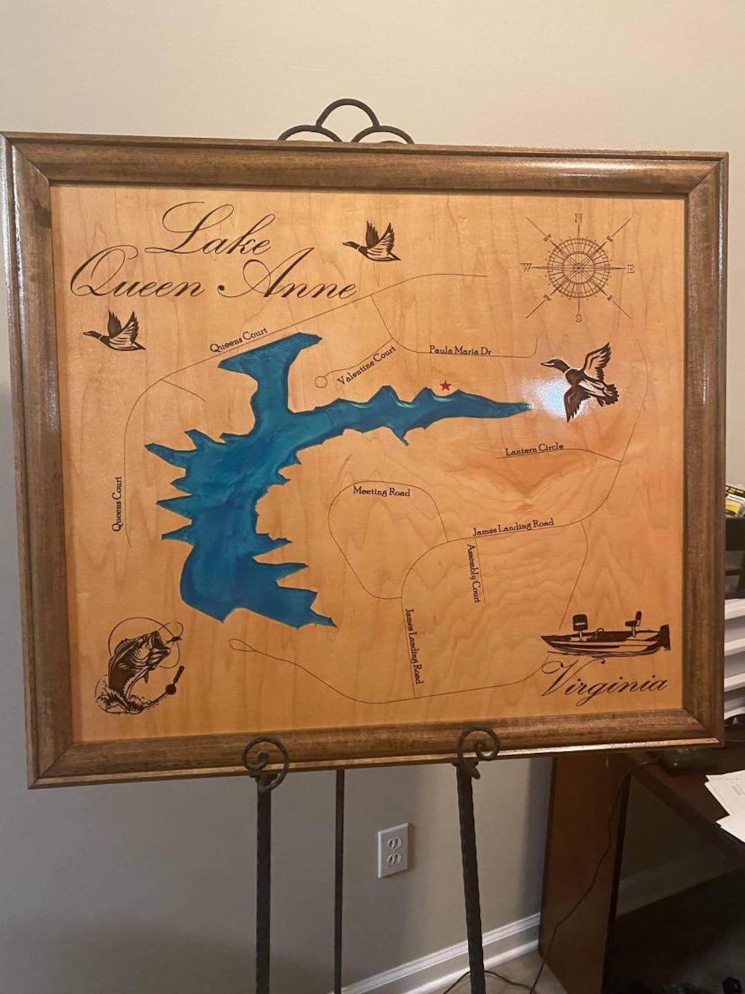 Wood Lake Map, Lake Queen Anne Virginia, Any Lake, Lake House Decor ...