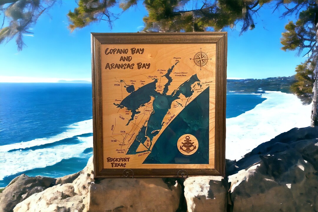 Wood Lake Map, Copano Bay & Aransas Bay Texas, Any Lake, House Decor ...