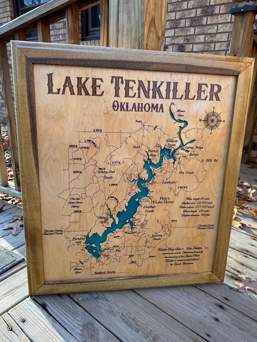 Wood Lake Map, Lake Tenkiller Oklahoma, Any Lake, Lake House Decor ...