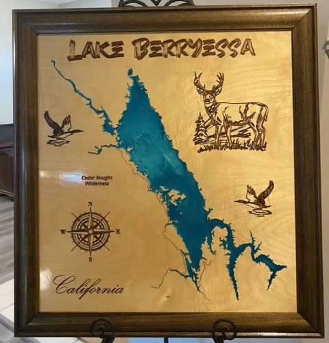 Wood Lake Map Lake Berryessa California, Any Lake, Lake House Decor ...
