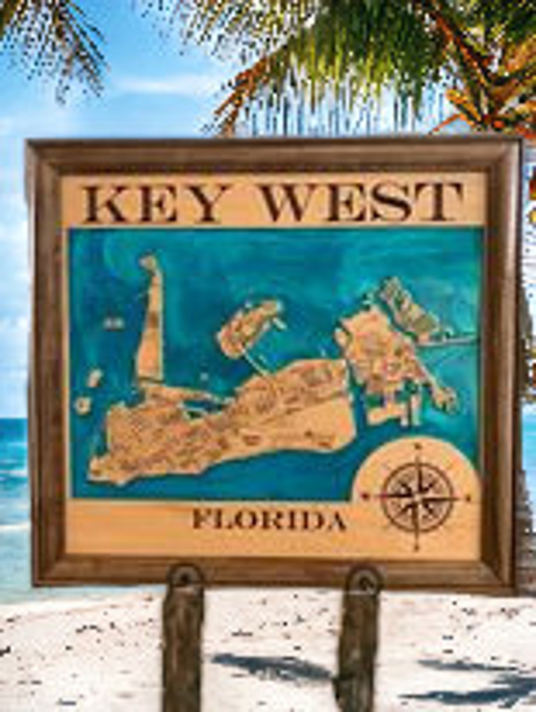 Key West Florida Wood and Resin Laser Engraved Map - Etsy