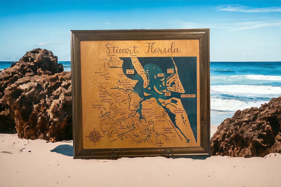 Wood Lake Map, Stuart Florida, Coastal, Any Lake, Lake House Decor ...