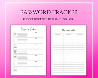 Password Tracker, Password Tracker Printable, Digital Download ...