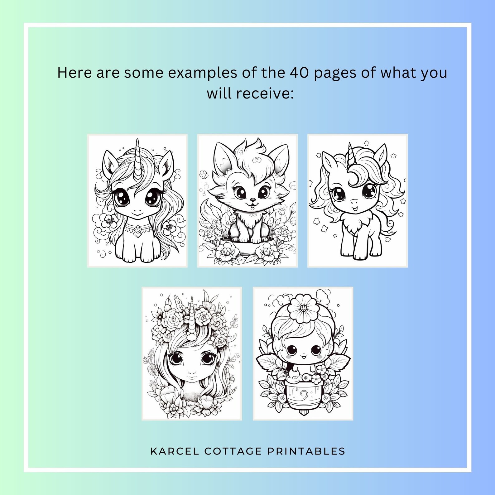 Cute Kawaii Coloring Pages for Kids, A4 Printable Coloring Pages for ...