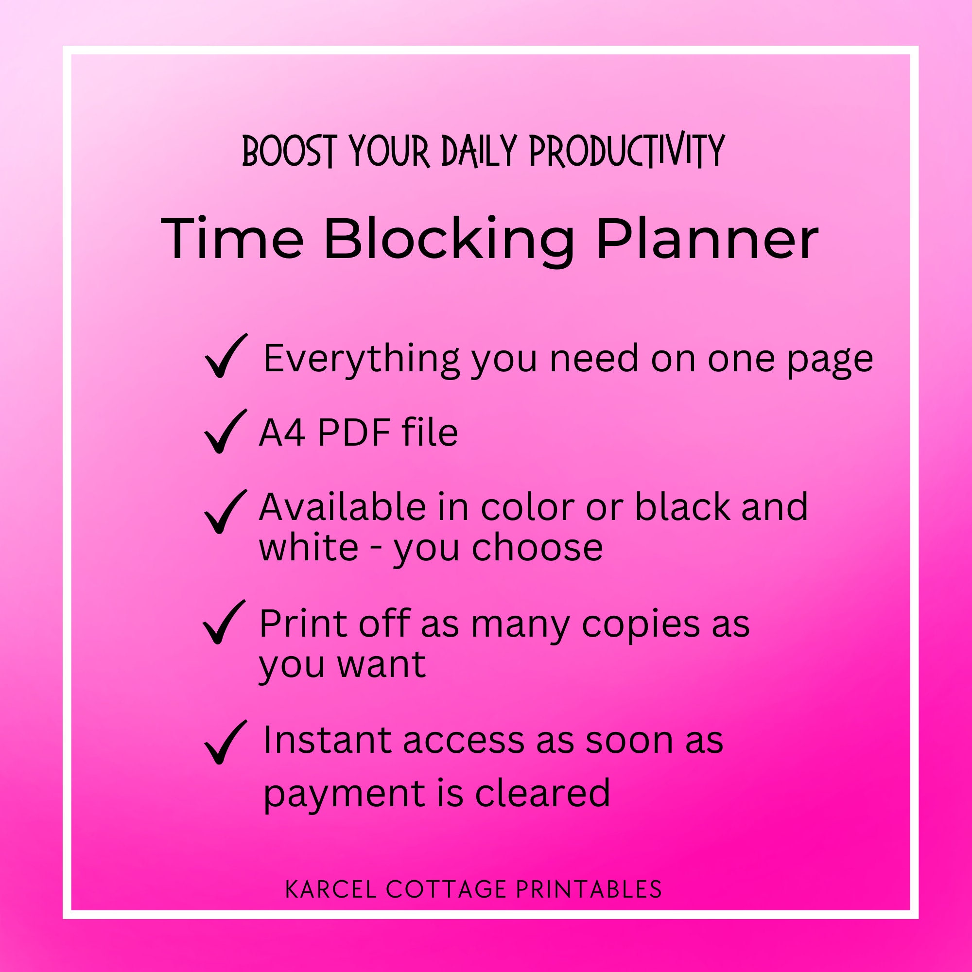Time Blocking Planner Printable - A Daily Planner Printable for High ...