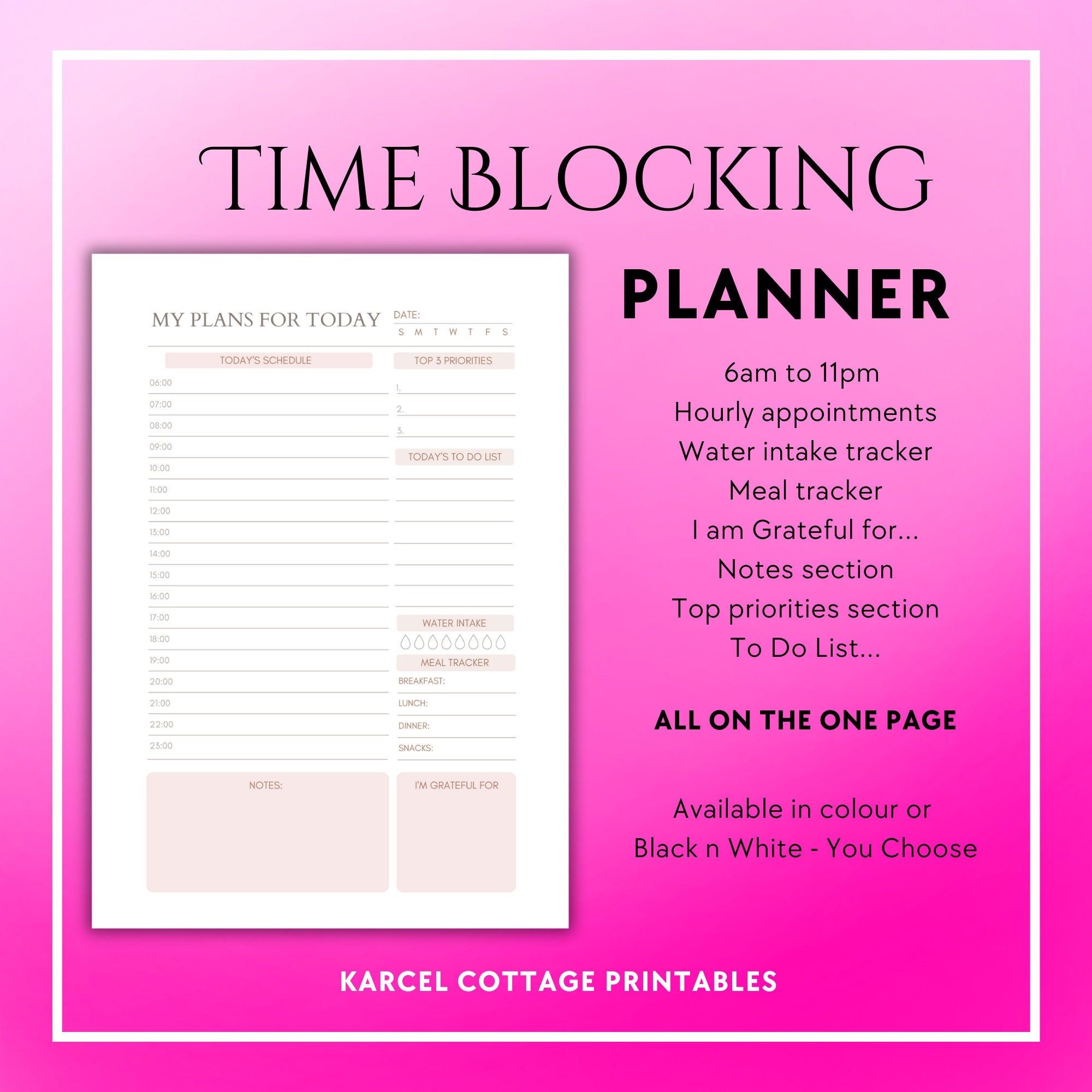 Time Blocking Planner Printable - A Daily Planner Printable for High ...
