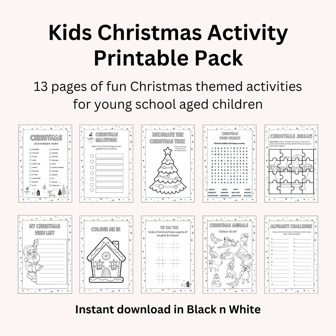 Kids Christmas Activity Printable Pack Childrens Christmas Activities ...