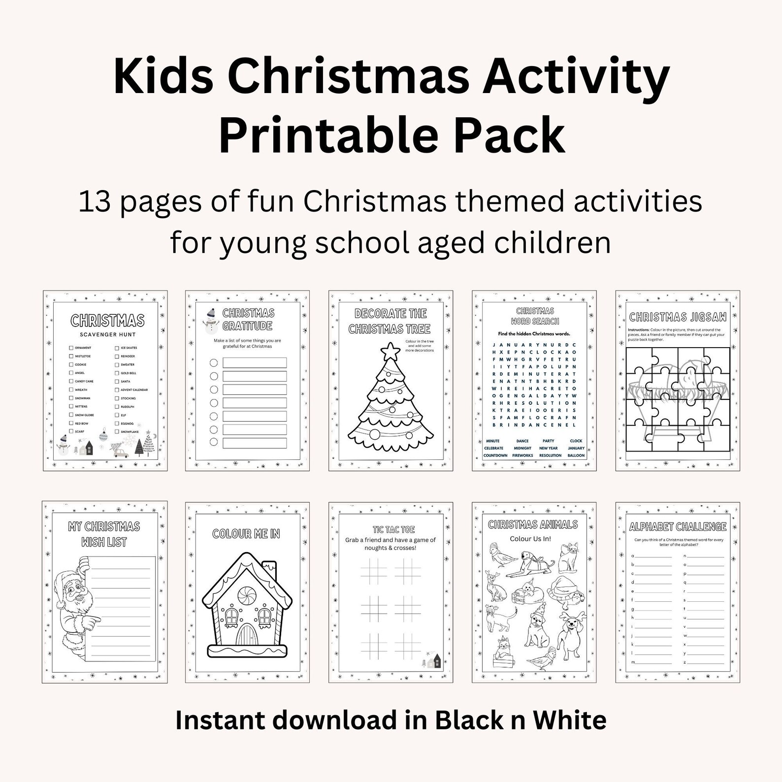 Kids Christmas Activity Printable Pack Childrens Christmas Activities ...