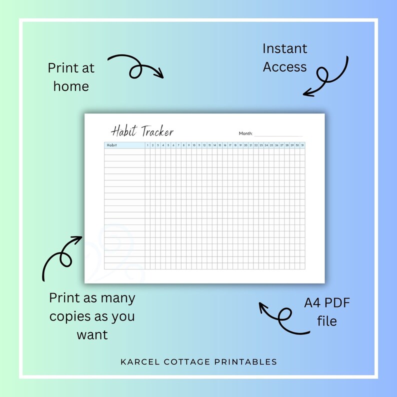 Monthly Habit Tracker, Habit Tracker Template, Monthly Challenge ...