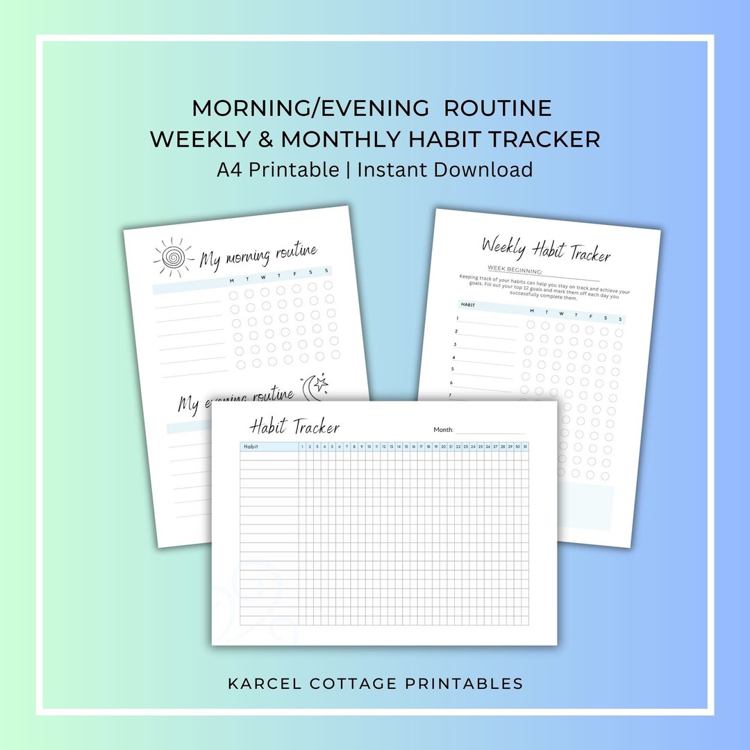 Daily Routine Tracker, Weekly Habit Tracker, Monthly Habit Tracker ...
