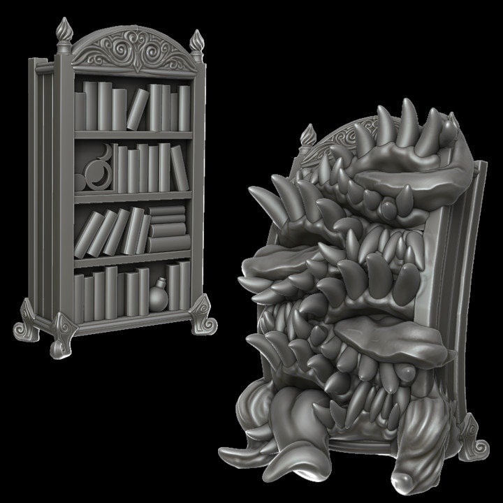 Bookcase Mimic Set Dnd Tabletop RPG Dungeons and - Etsy